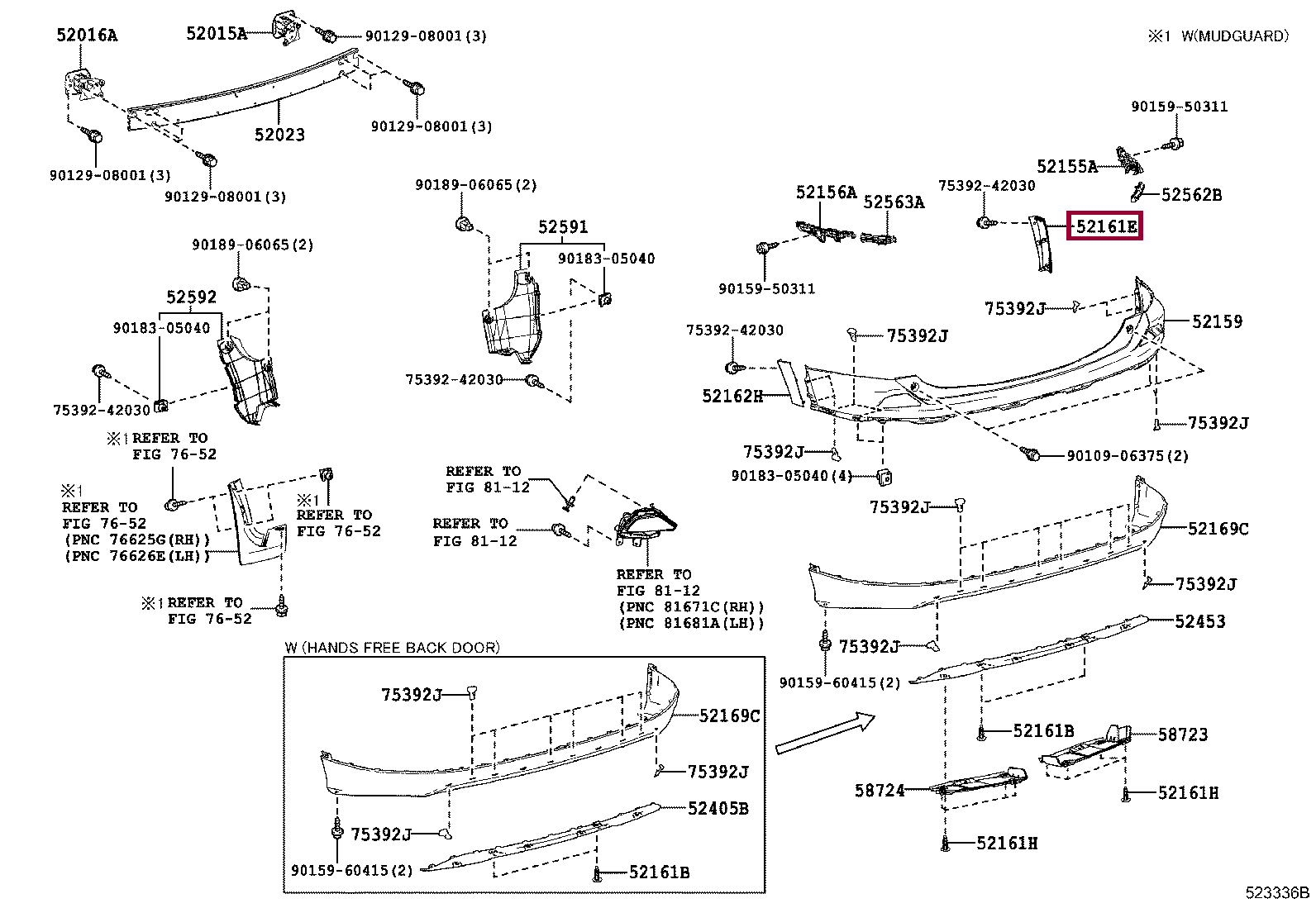 Запчасти Тойота: EXTENSION, REAR BUMPER SIDE, RH (5216142942)