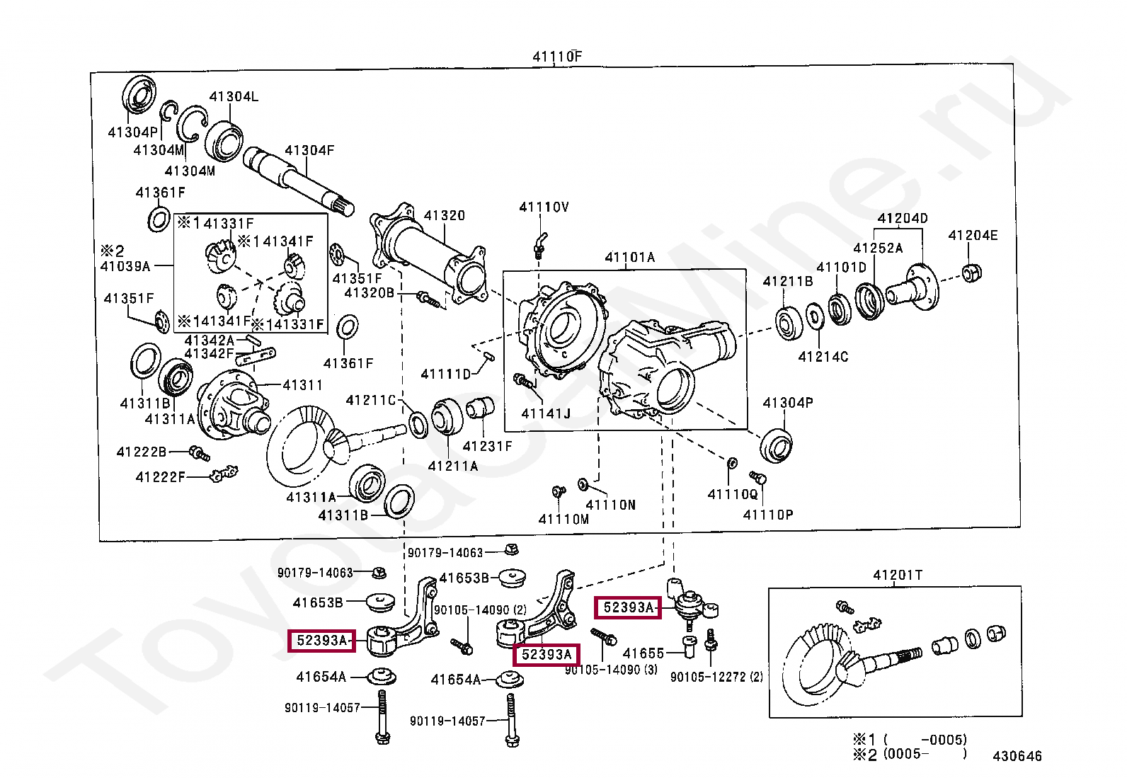 Запчасти Тойота: SUPPORT, FRONT DIFFERENTIAL, NO.2 (5238035050)