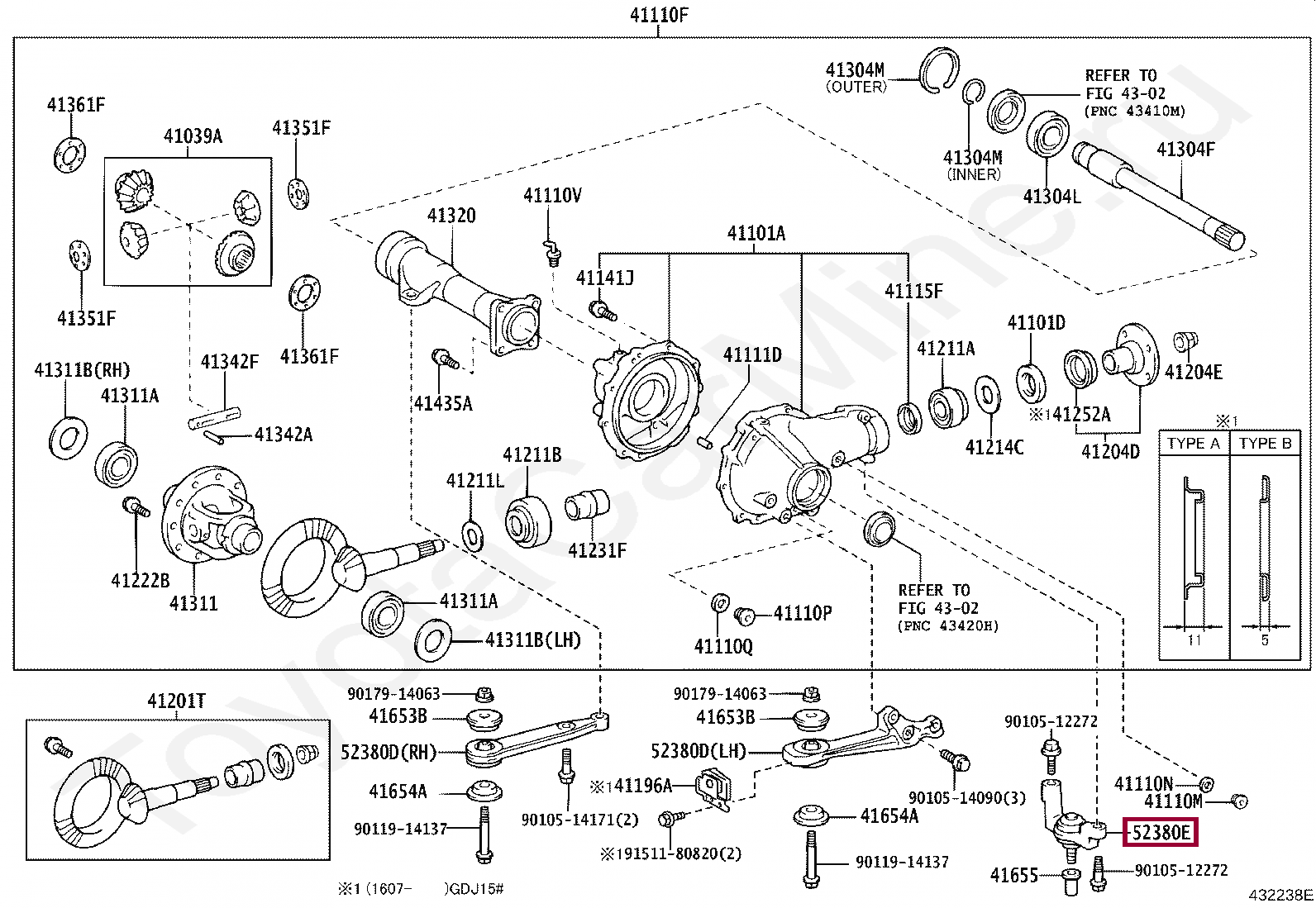 Запчасти Тойота: SUPPORT ASSY, DIFFERENTIAL (5238060120)