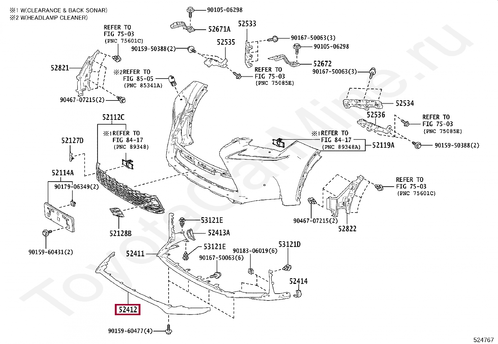 Запчасти Тойота: GUARD, FRONT BUMPER, NO.2 (5241278010)