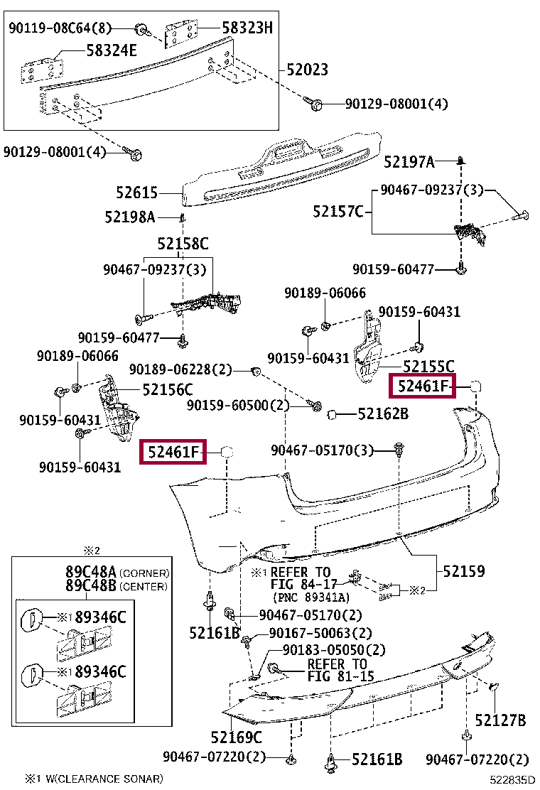Запчасти Тойота: PAD, REAR BUMPER (5246253030)