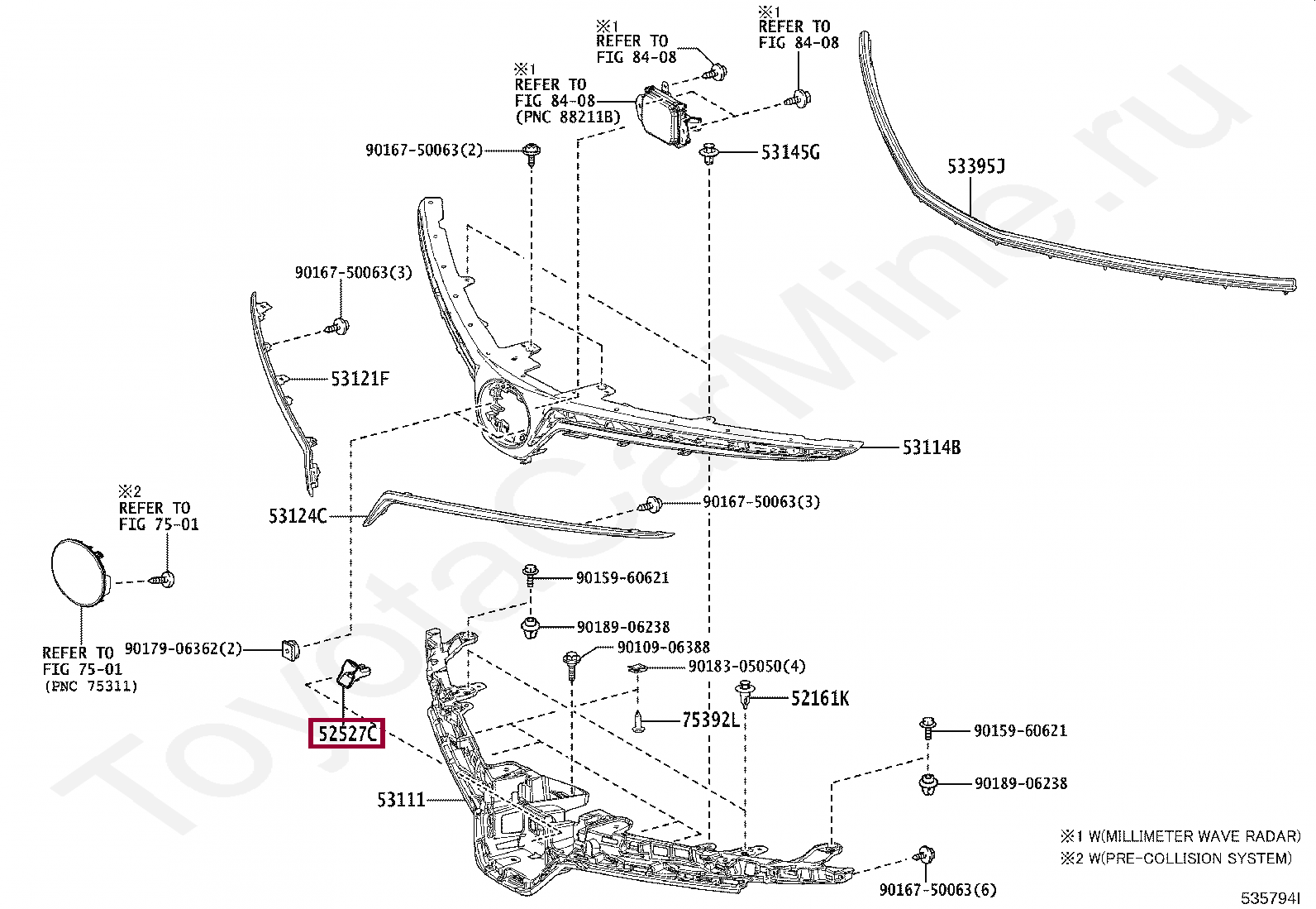 Запчасти Тойота: RETAINER, FRONT BUMPER, LOWER NO.2 (5252702050)