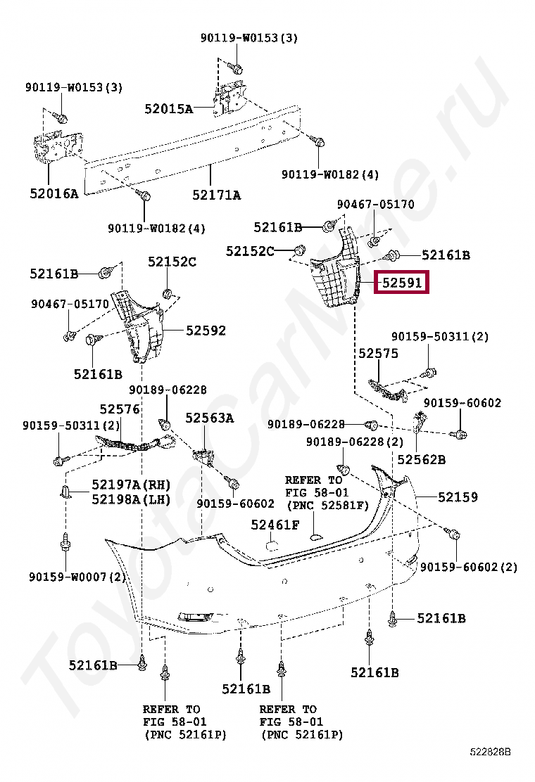 Запчасти Тойота: SEAL, REAR BUMPER SIDE, RH (5259102281)