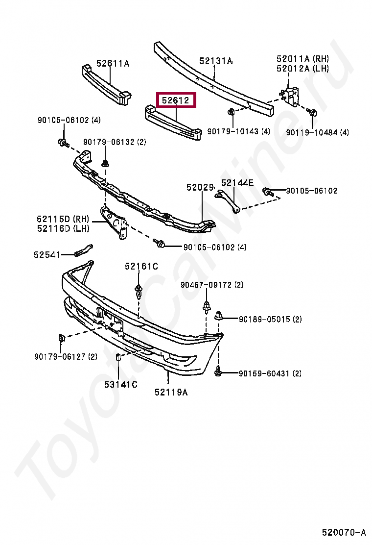 Запчасти Тойота: ABSORBER, FRONT BUMPER ENERGY, LH (5261222020)