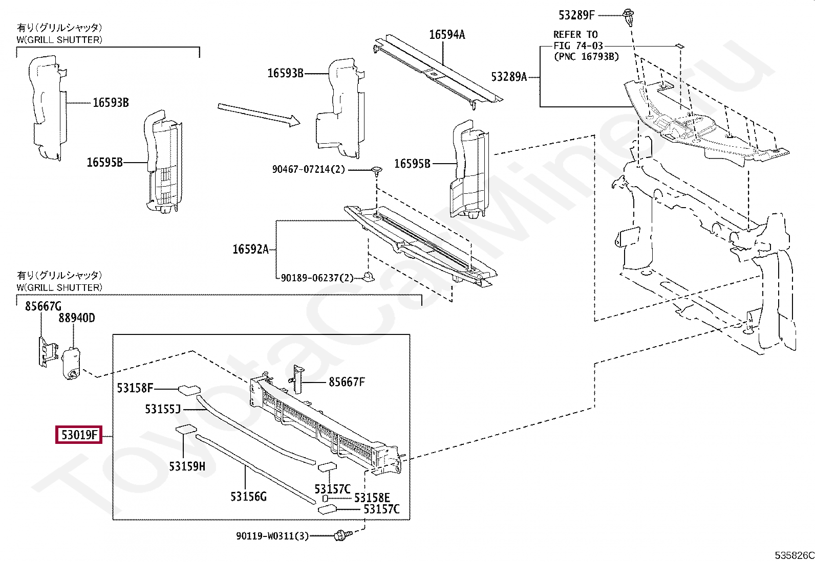 Запчасти Тойота: SHUTTER SUB-ASSY, RADIATOR (5301912020)