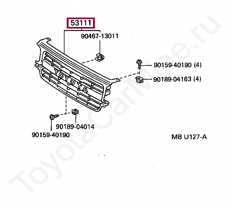 Запчасти Тойота: GRILLE, RADIATOR (5311160090)