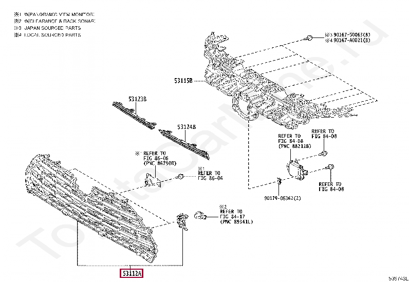 Запчасти Тойота: GRILLE, RADIATOR, LOWER (531120R140)