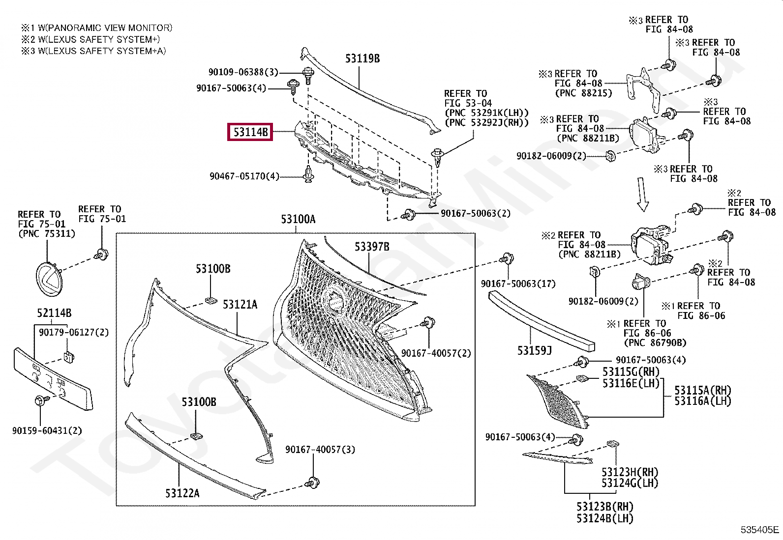 Запчасти Тойота: GRILLE, RADIATOR, UPPER (5311450040)