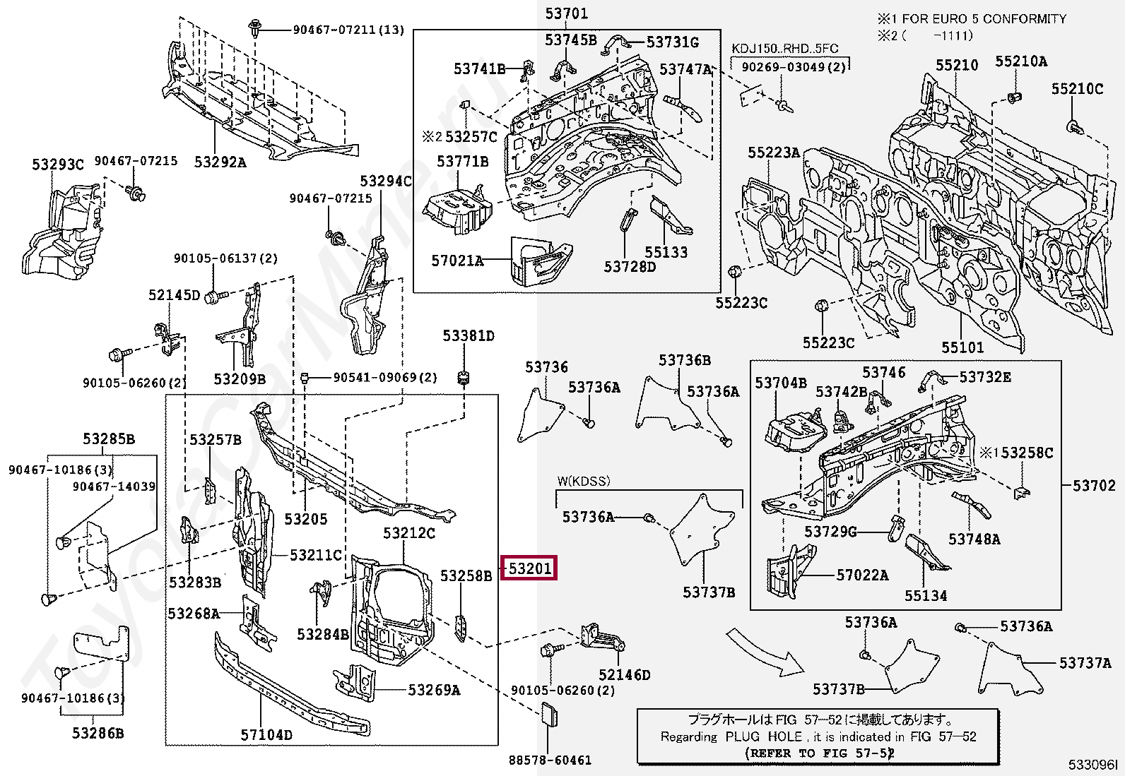 Запчасти Тойота: Передняя панель в сборе (5320160171)