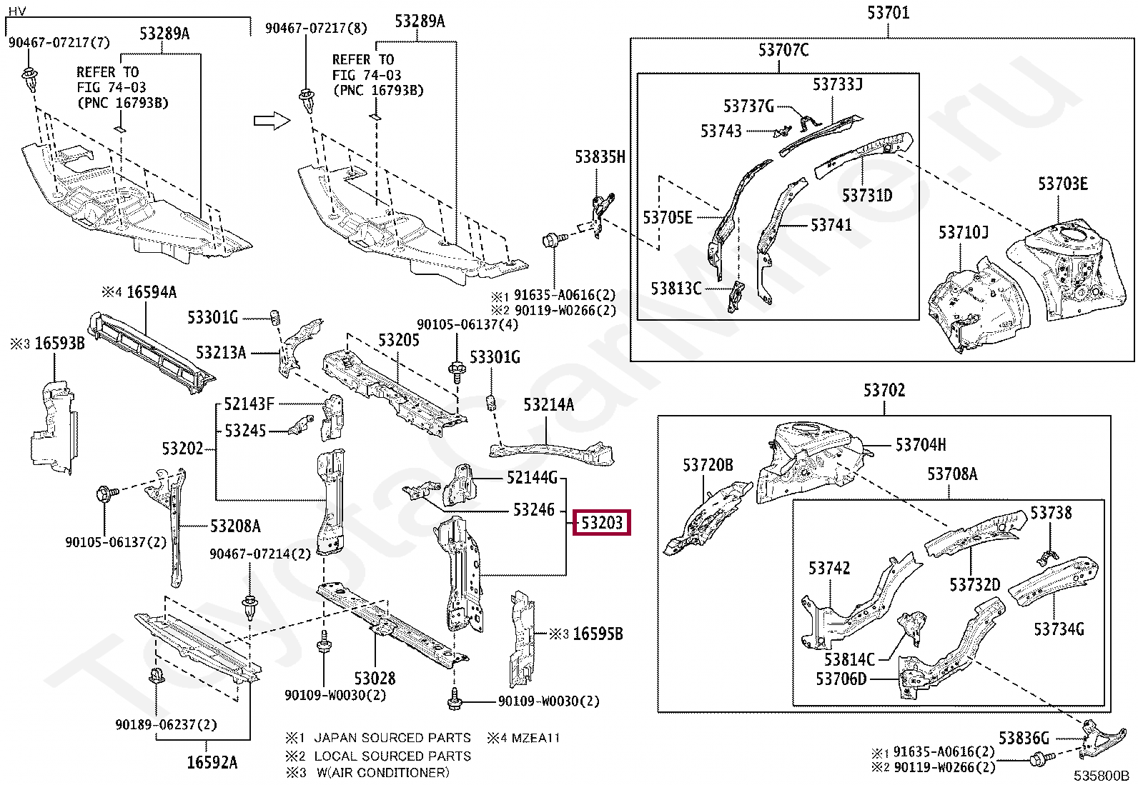 Запчасти Тойота: SUPPORT SUB-ASSY, RADIATOR, LH (5320302901)