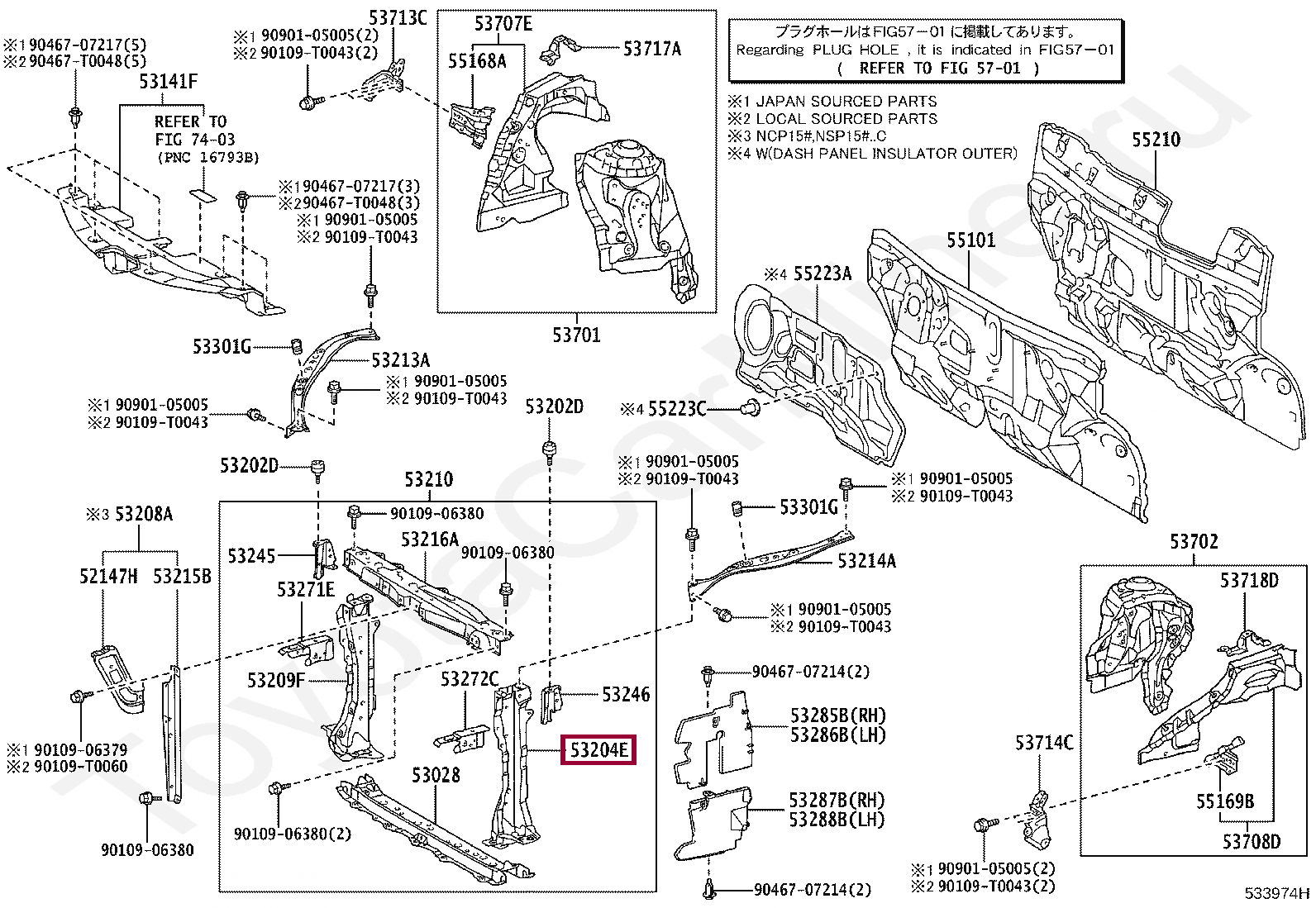 Запчасти Тойота: BRACE SUB-ASSY, RADIATOR SUPPORT TO CROSS MEMBER, LH ...
