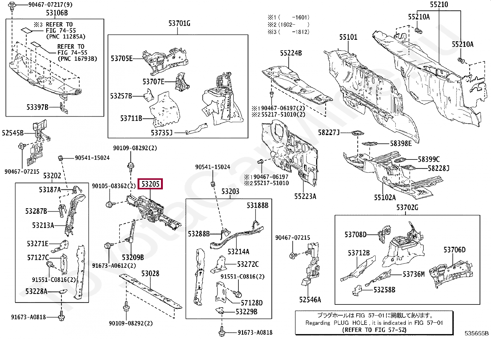 Запчасти Тойота: SUPPORT SUB-ASSY, RADIATOR, UPPER (5320558080)