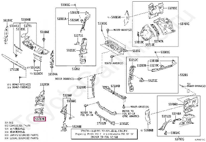Запчасти Тойота: EXTENSION, RADIATOR SUPPORT, RH (5328726010)