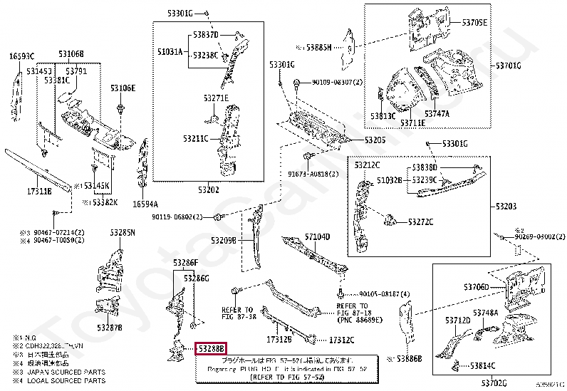 Запчасти Тойота: EXTENSION, RADIATOR SUPPORT, LH (5328826010)