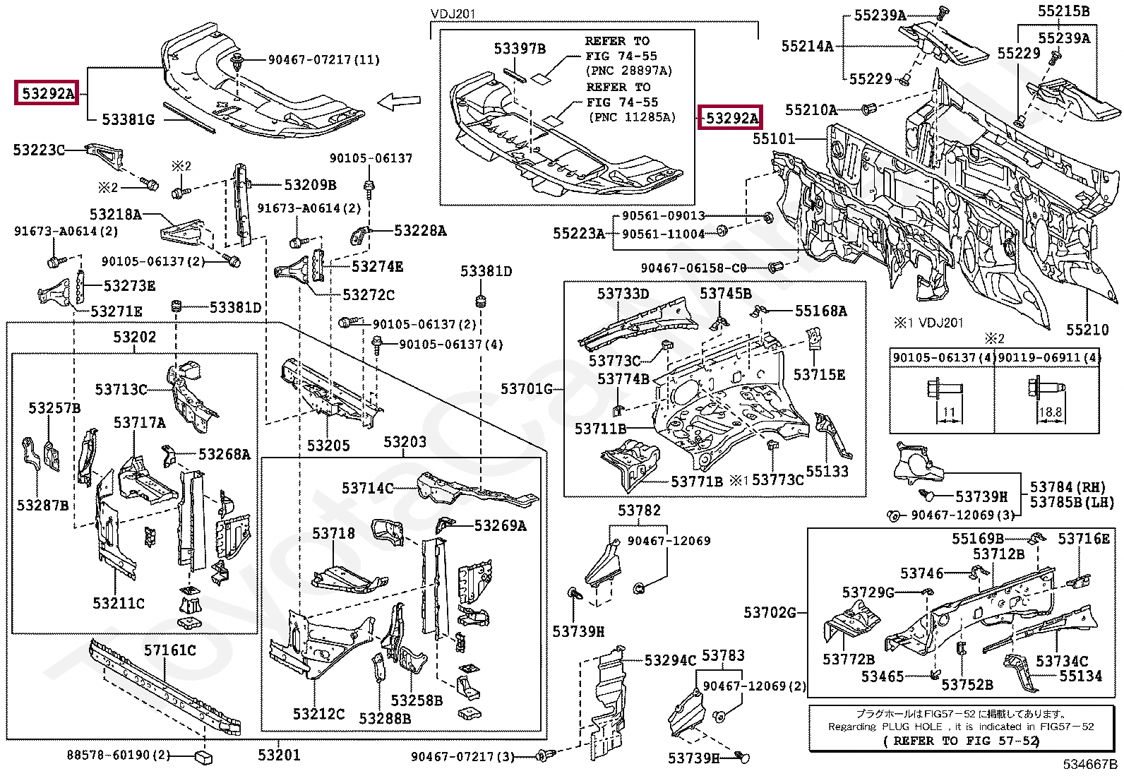 Запчасти Тойота: SEAL, RADIATOR SUPPORT, UPPER (5329260190)
