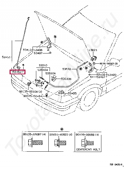 Запчасти Тойота: HOLDER, HOOD STAY (5345212020)