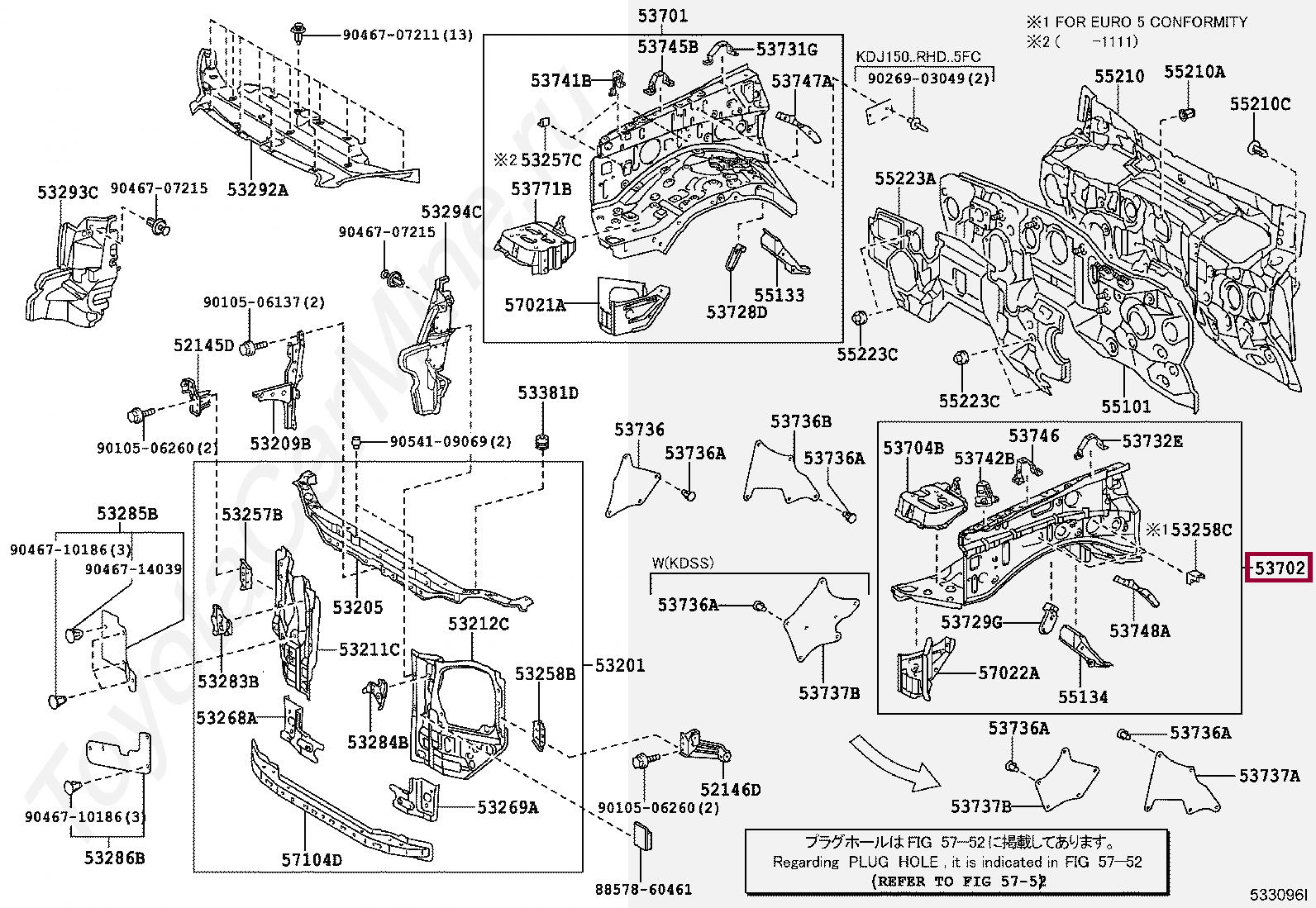 Запчасти Тойота: APRON SUB-ASSY, FRONT FENDER, LH (5370260B20)