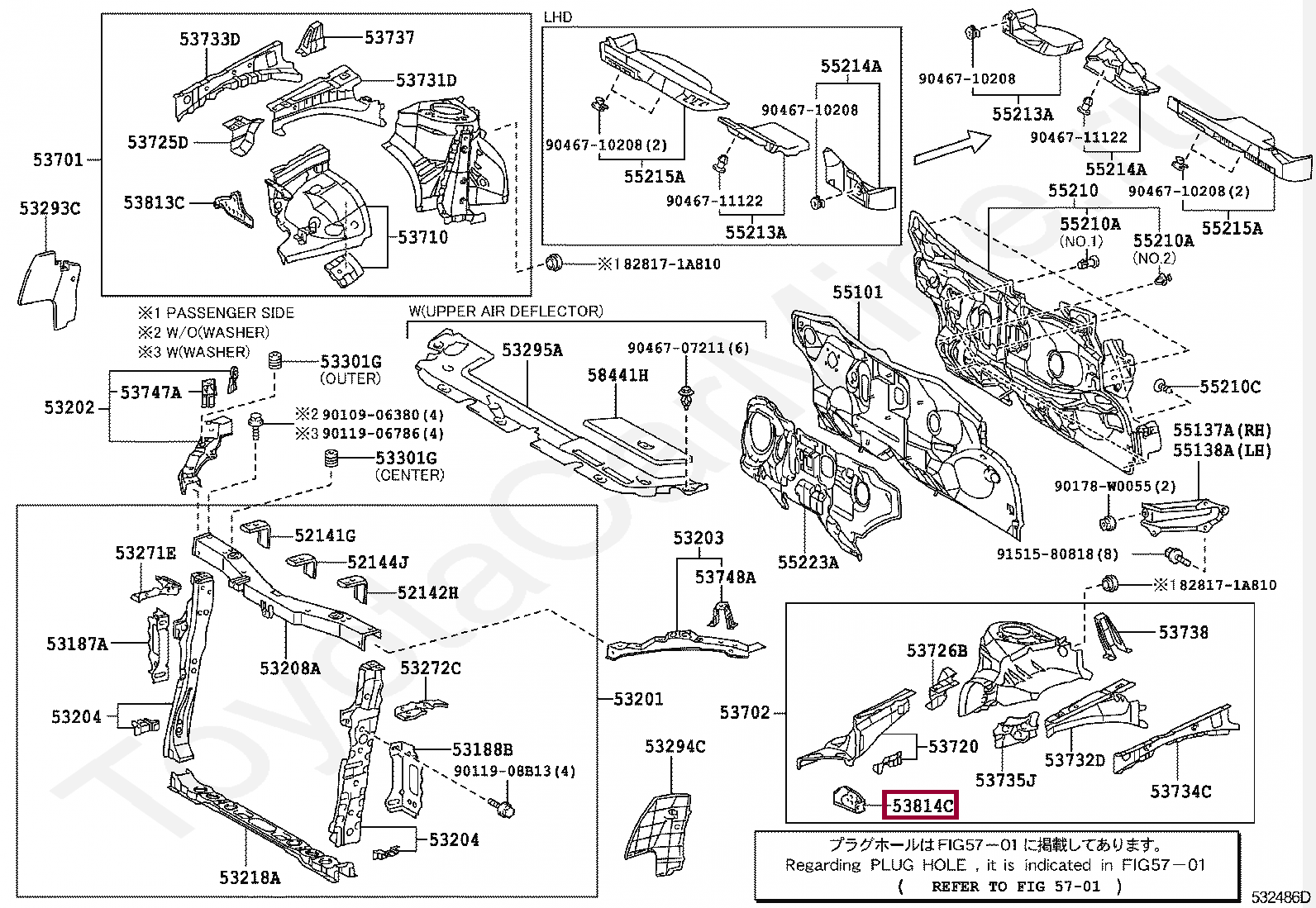 Запчасти Тойота: EXTENSION, FRONT FENDER, LH (5381402030)