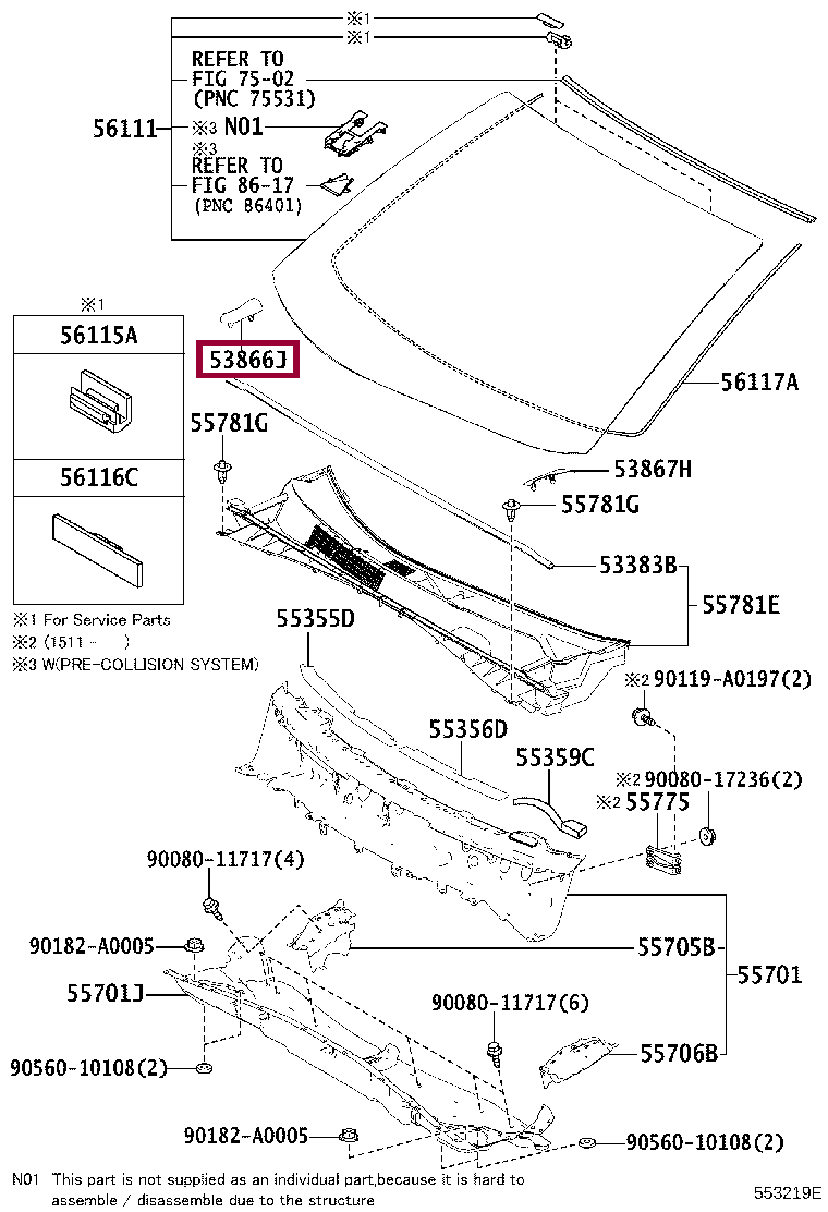 Запчасти Тойота: Уплотнитель прав. (538660E060)