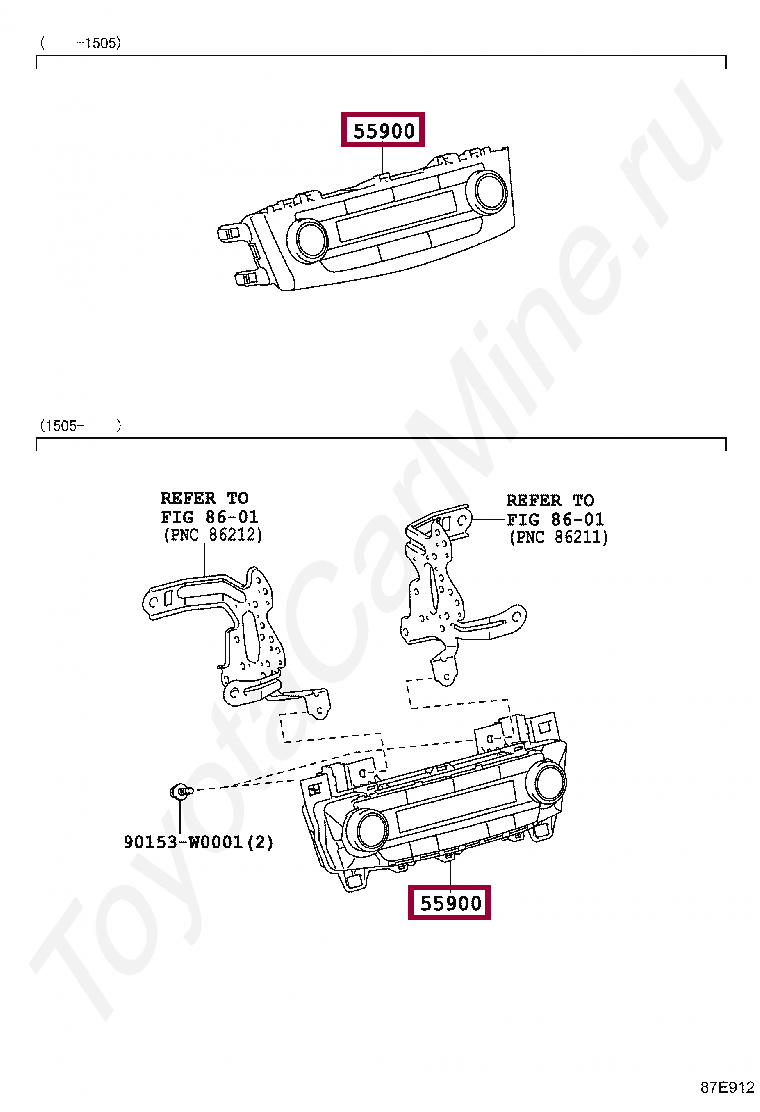 Запчасти Тойота: CONTROL ASSY, AIR CONDITIONER (5590005491)