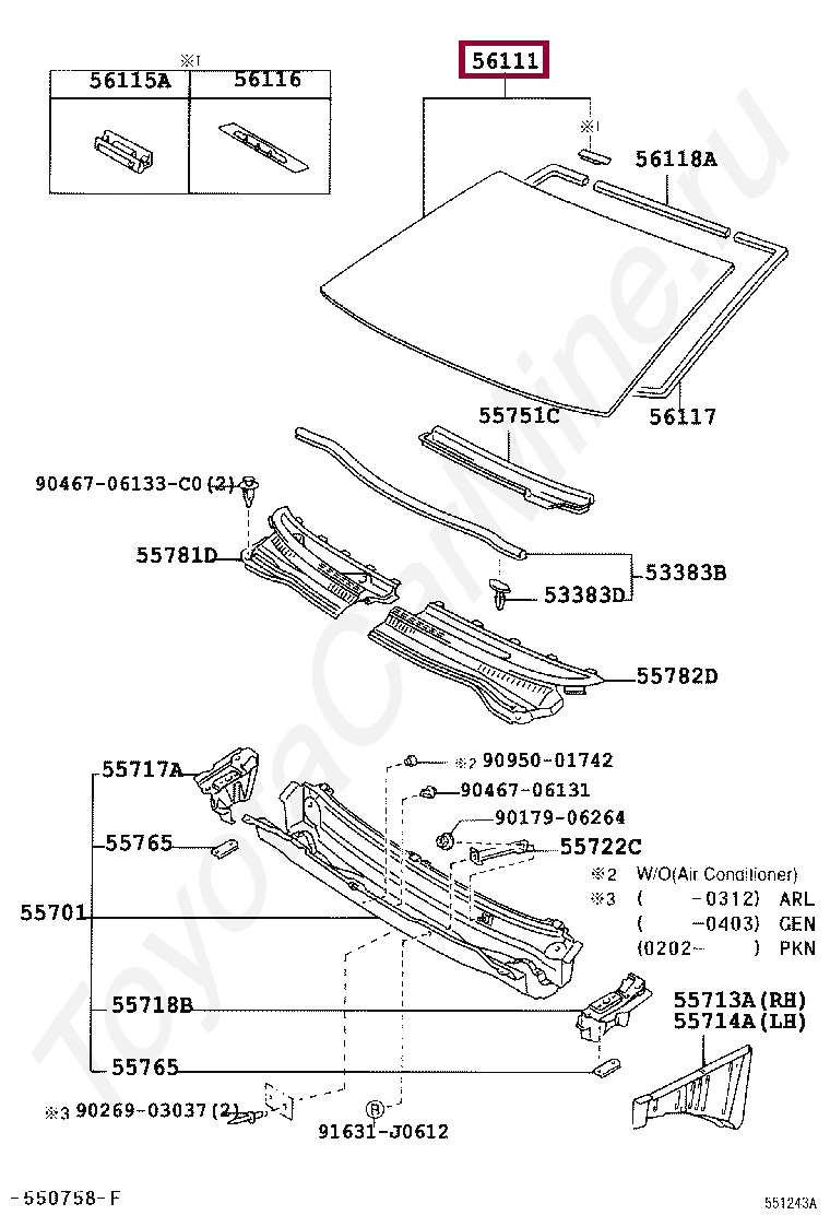 Запчасти Тойота: GLASS, WINDSHIELD (5610112070)