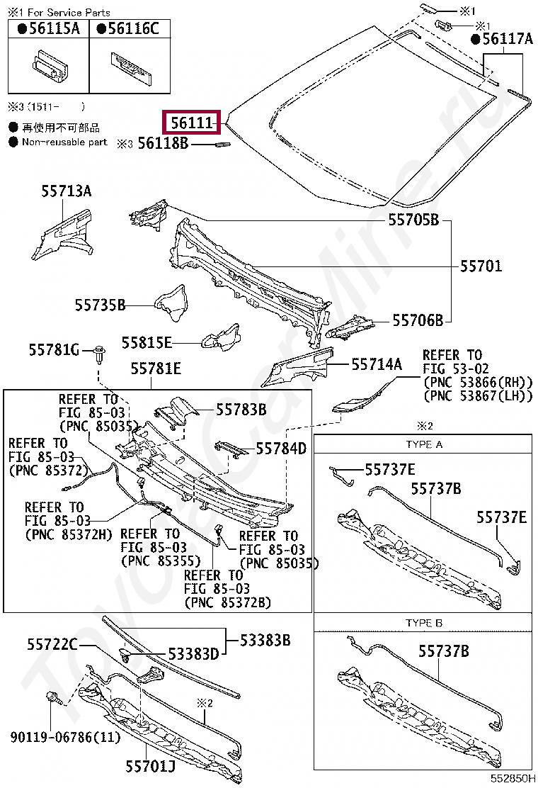 Запчасти Тойота: GLASS, WINDSHIELD (5610152931)