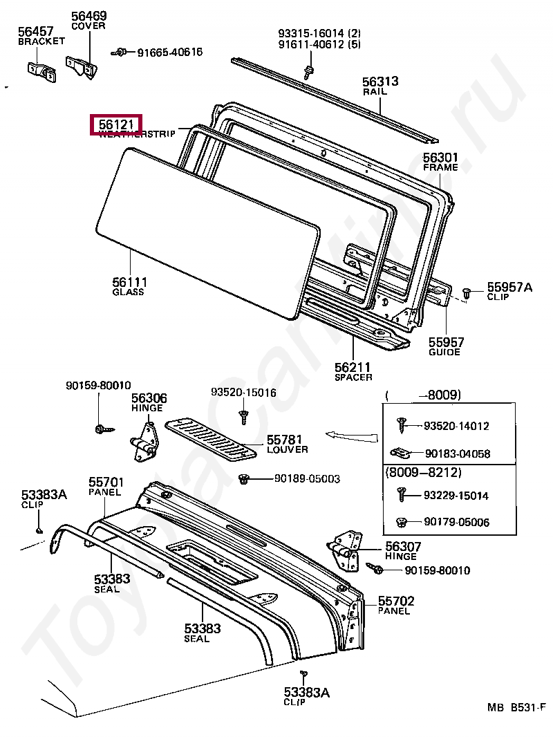 Запчасти Тойота: WEATHERSTRIP, WINDSHIELD (5612190300)