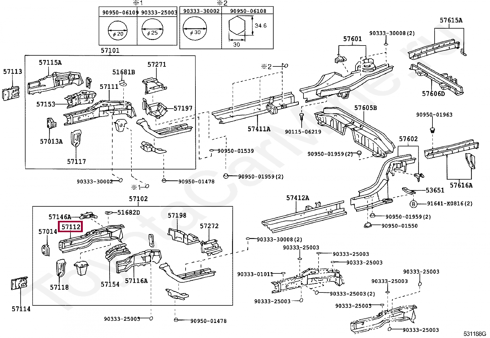 Запчасти Тойота: MEMBER, FRONT SIDE, LH (5711212170)