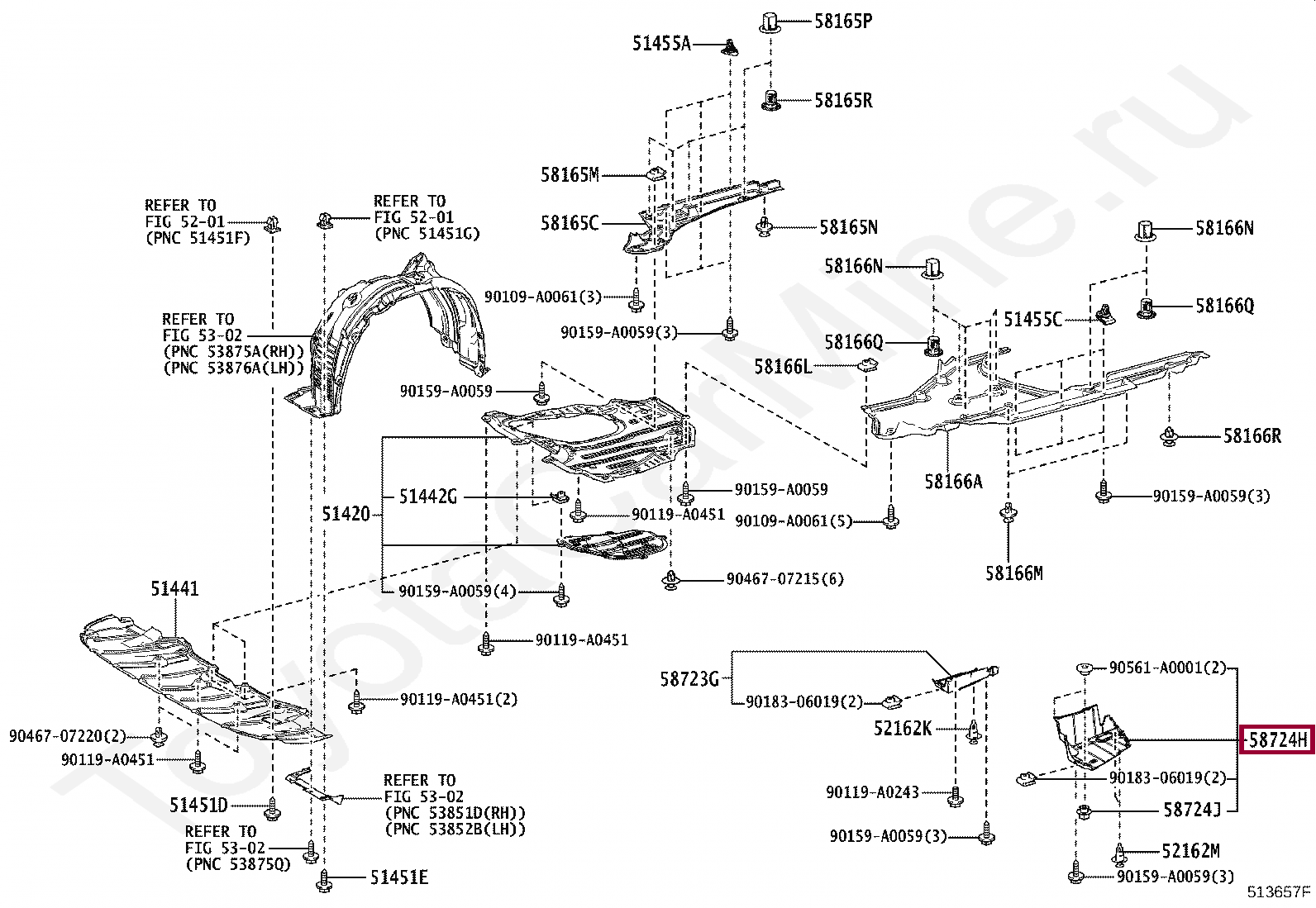 Запчасти Тойота: PROTECTOR, LUGGAGE COMPARTMENT SIDE COVER, NO.2 ...