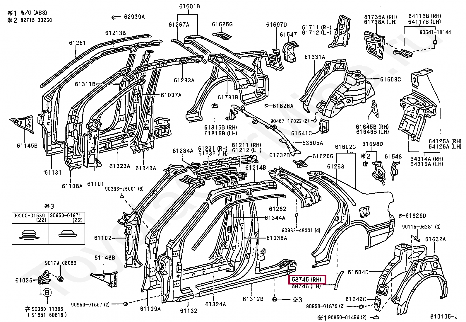 Запчасти Тойота: PROTECTOR, QUARTER PANEL, FRONT RH (5874533010)