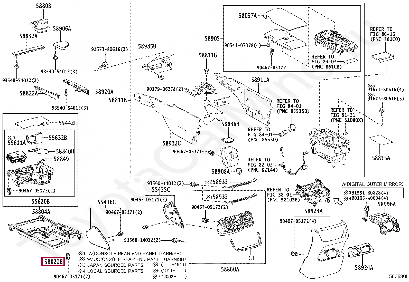Запчасти Тойота: PANEL ASSY, CONSOLE, UPPER (5882033020)