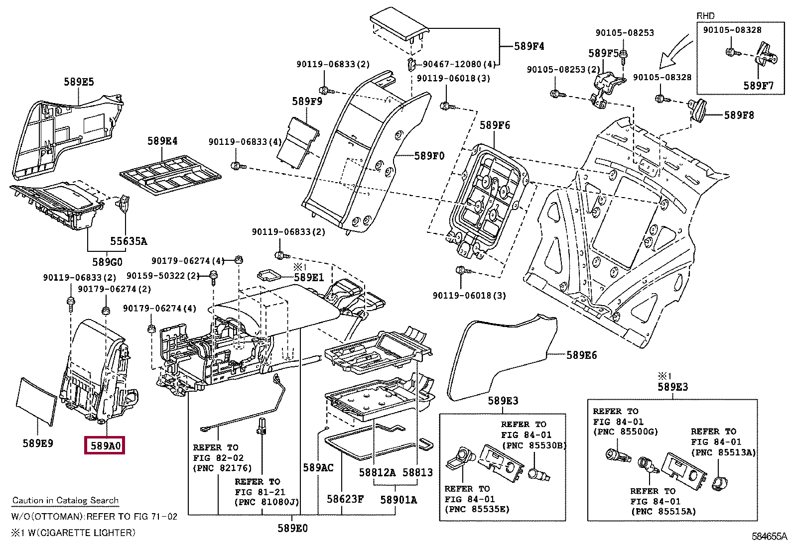 Запчасти Тойота: TABLE ASSY, REAR SEAT CONSOLE (589A050070A5)