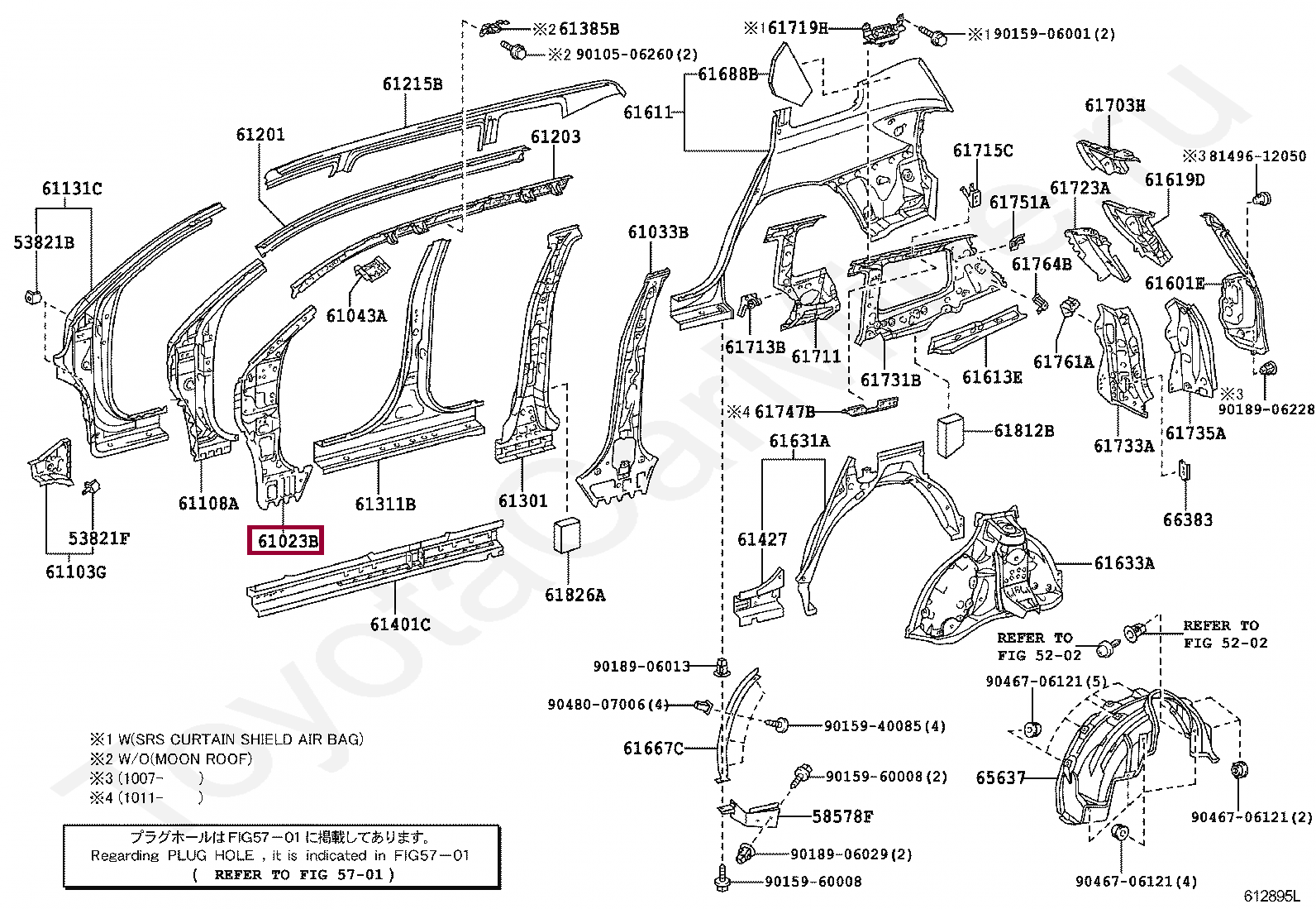 Запчасти Тойота: PILLAR SUB-ASSY, FRONT BODY, INNER RH (6102348020)