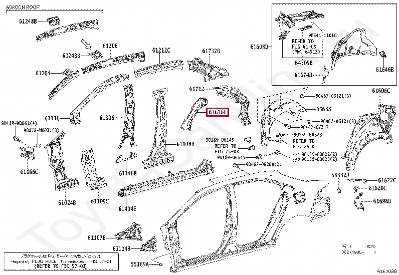 Запчасти Тойота: REINFORCEMENT, QUARTER PANEL, OUTER LH (6161602180)