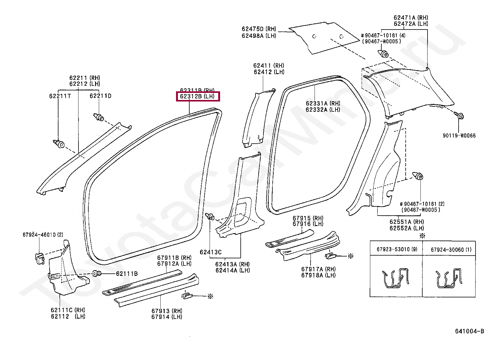 Запчасти Тойота: WEATHERSTRIP, FRONT DOOR OPENING TRIM, LH (6231202040B0)