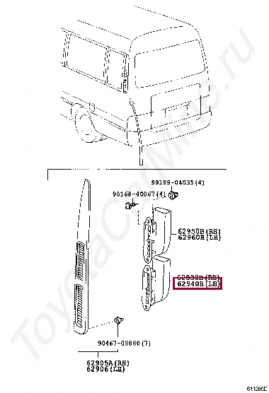 Запчасти Тойота: DUCT ASSY, QUARTER VENT, LH (6294036010)