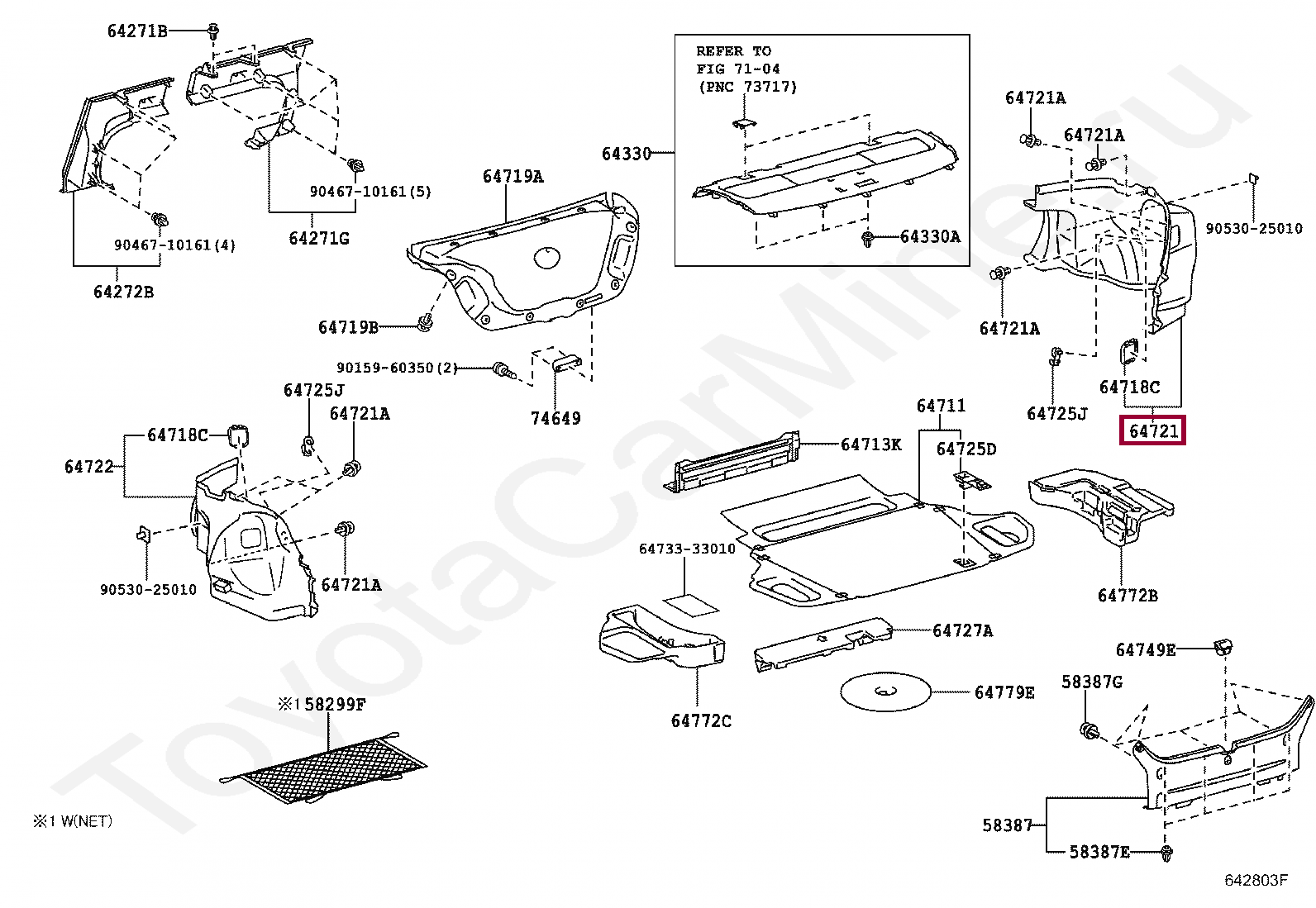 Запчасти Тойота: COVER, LUGGAGE COMPARTMENT TRIM, INNER RH (6472106310C0)