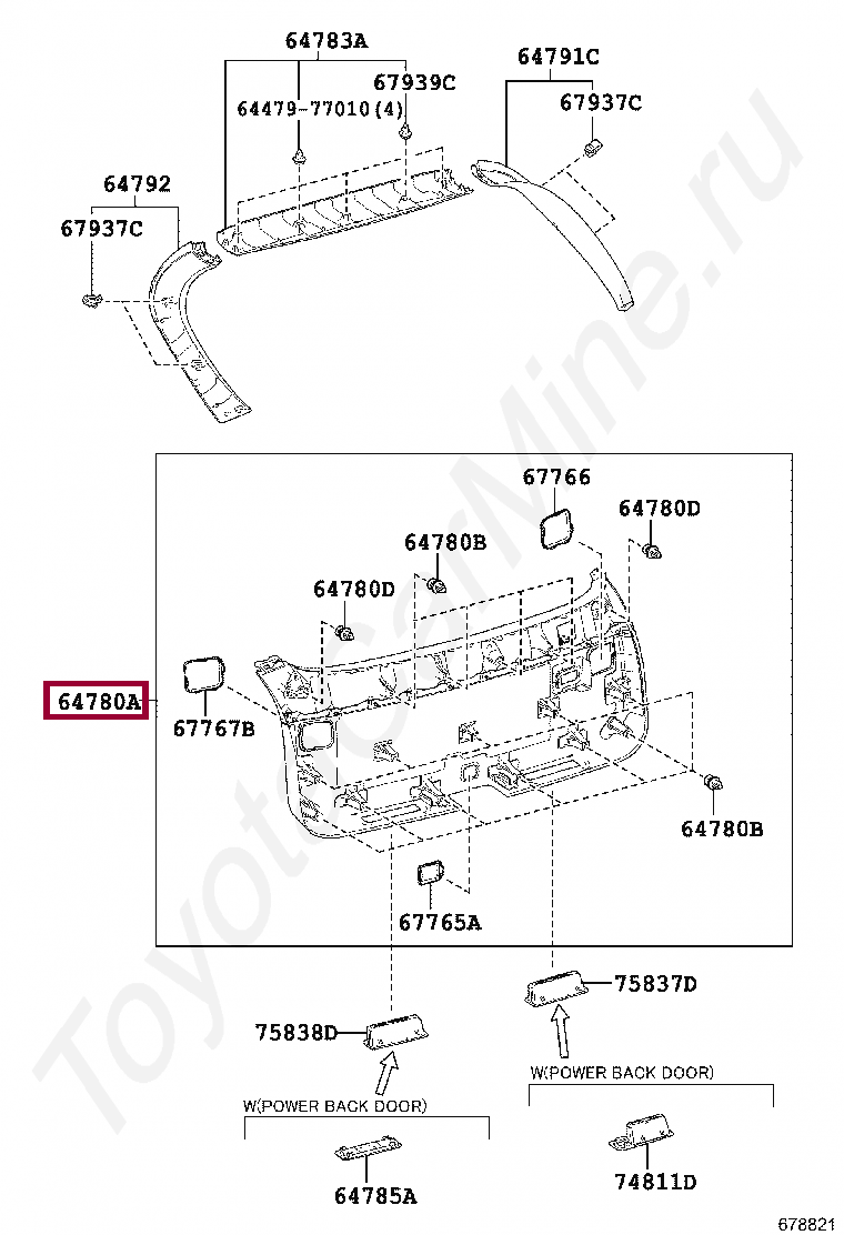 Запчасти Тойота: PANEL ASSY, BACK DOOR TRIM (6478048090C1)