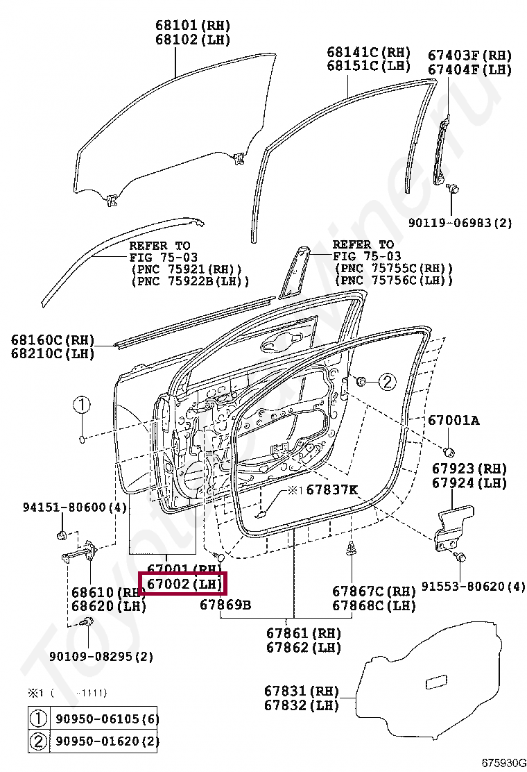 Запчасти Тойота: PANEL SUB-ASSY, FRONT DOOR, LH (6700274040)