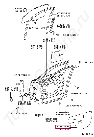 Запчасти Тойота: COVER, FRONT DOOR SERVICE HOLE, RH (6780105040)