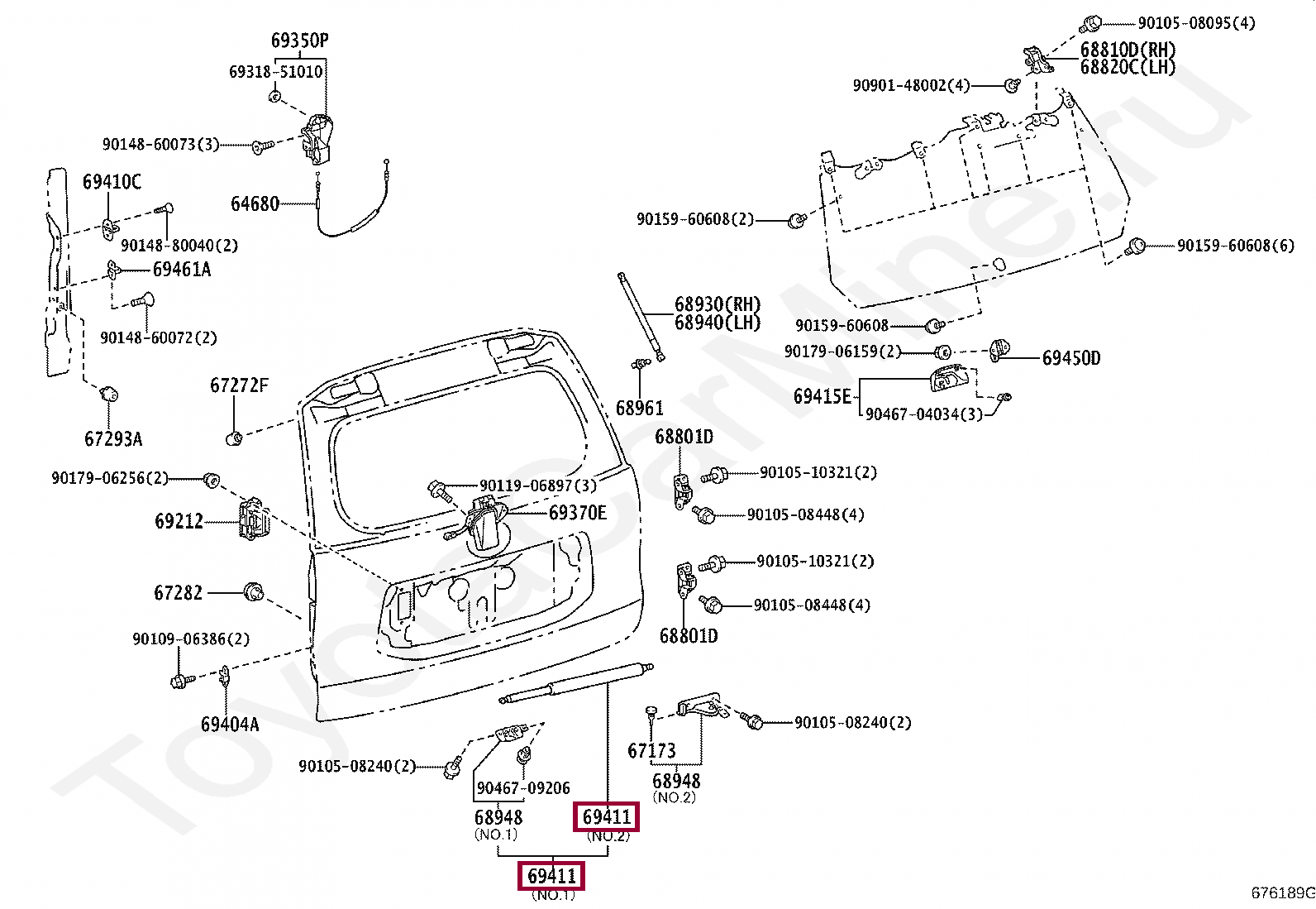 Запчасти Тойота: Амортизатор двери багажника (6865009010)