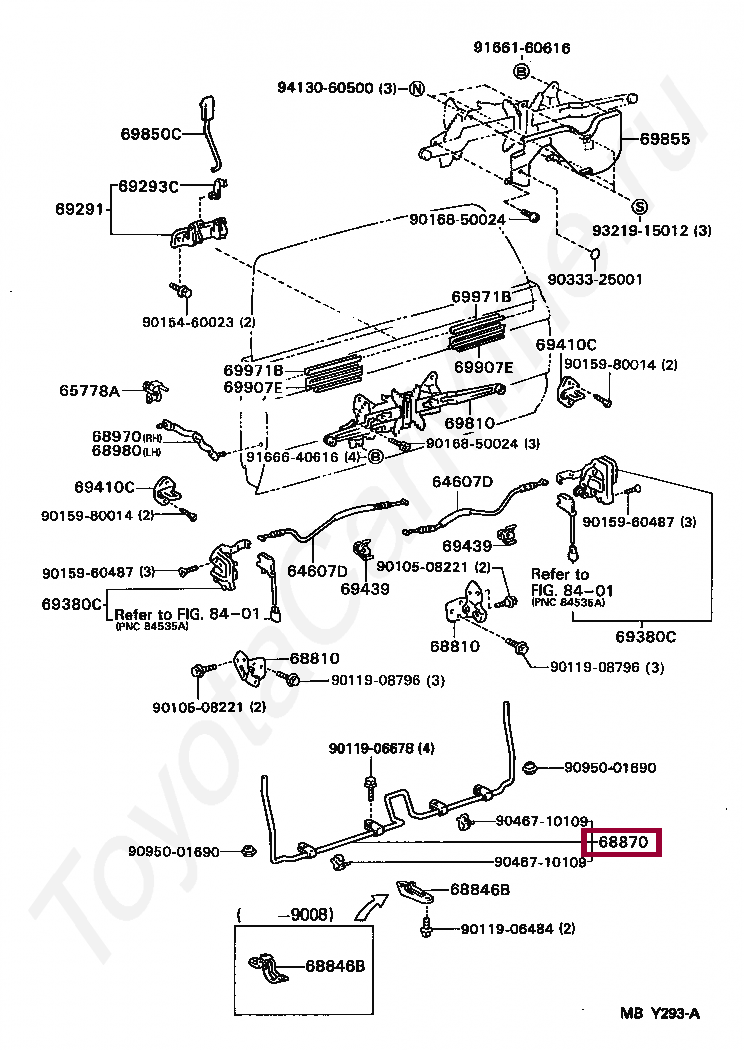 Запчасти Тойота: BAR ASSY, BACK DOOR LOWER TORSION (6887035010)