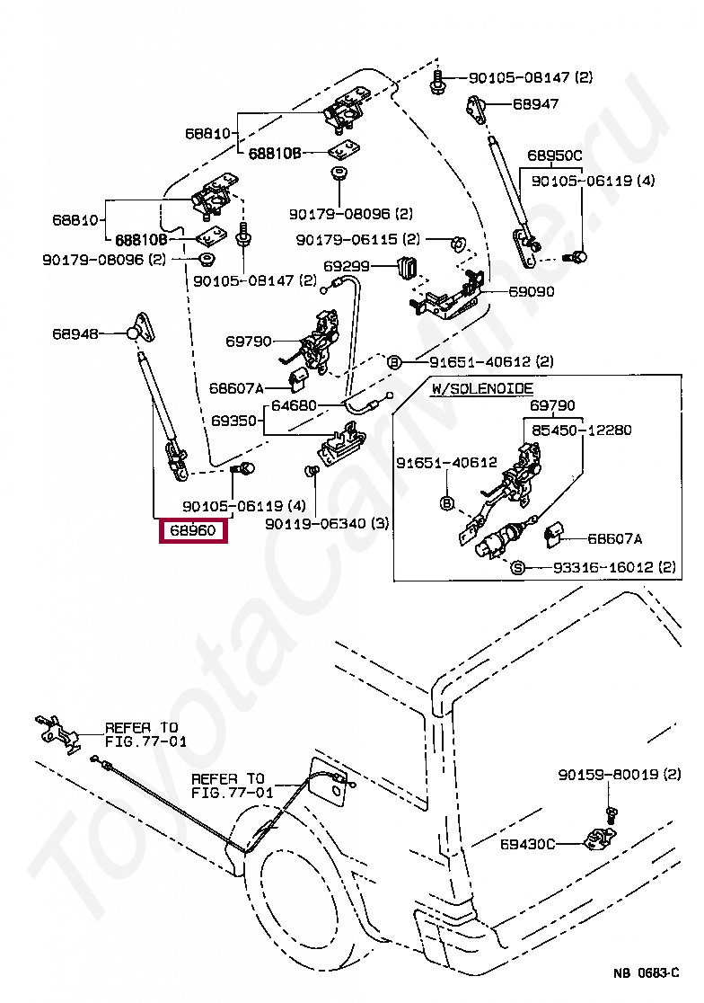 Запчасти Тойота: STAY ASSY, BACK DOOR, LH (6896019336)
