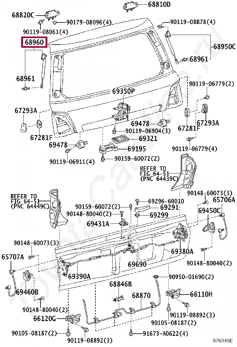 Запчасти Тойота: STAY ASSY, BACK DOOR, LH (6896069195)