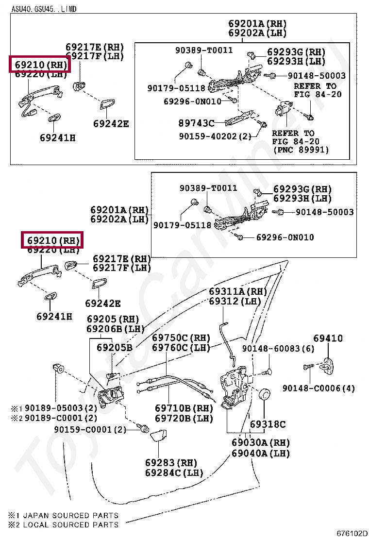 Запчасти Тойота: HANDLE ASSY, FRONT DOOR OUTSIDE, LH (6921006090G1)