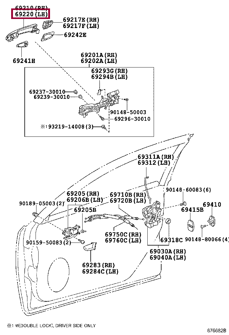 Запчасти Тойота: HANDLE ASSY, REAR DOOR OUTSIDE, LH (6922076010D0)