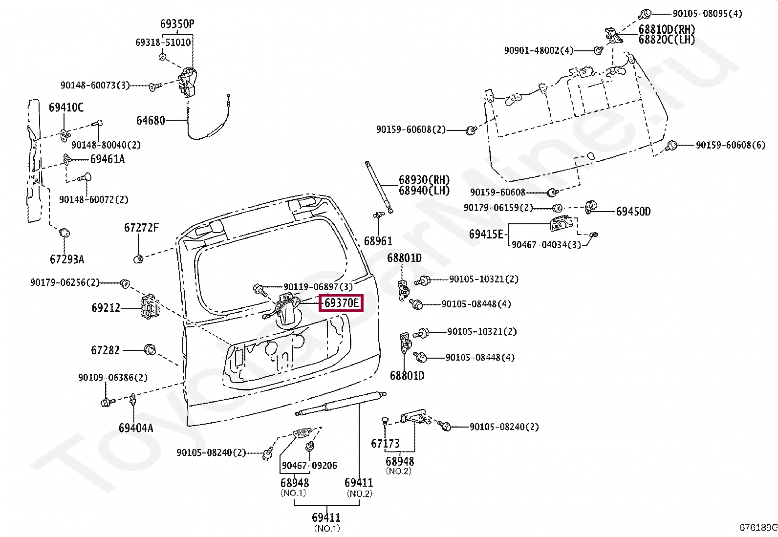 Запчасти Тойота: LOCK ASSY, BACK WINDOW (6937060020)