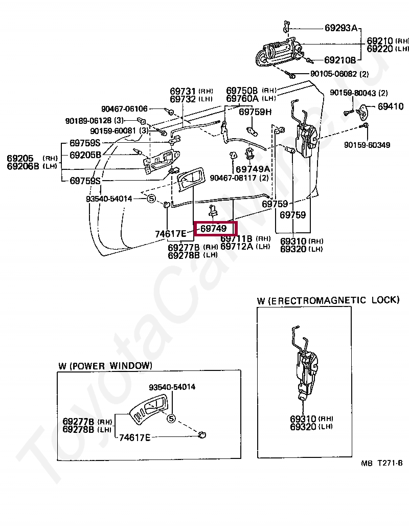 Запчасти Тойота: CLAMP, FRONT DOOR LOCK LINK (6974950010)