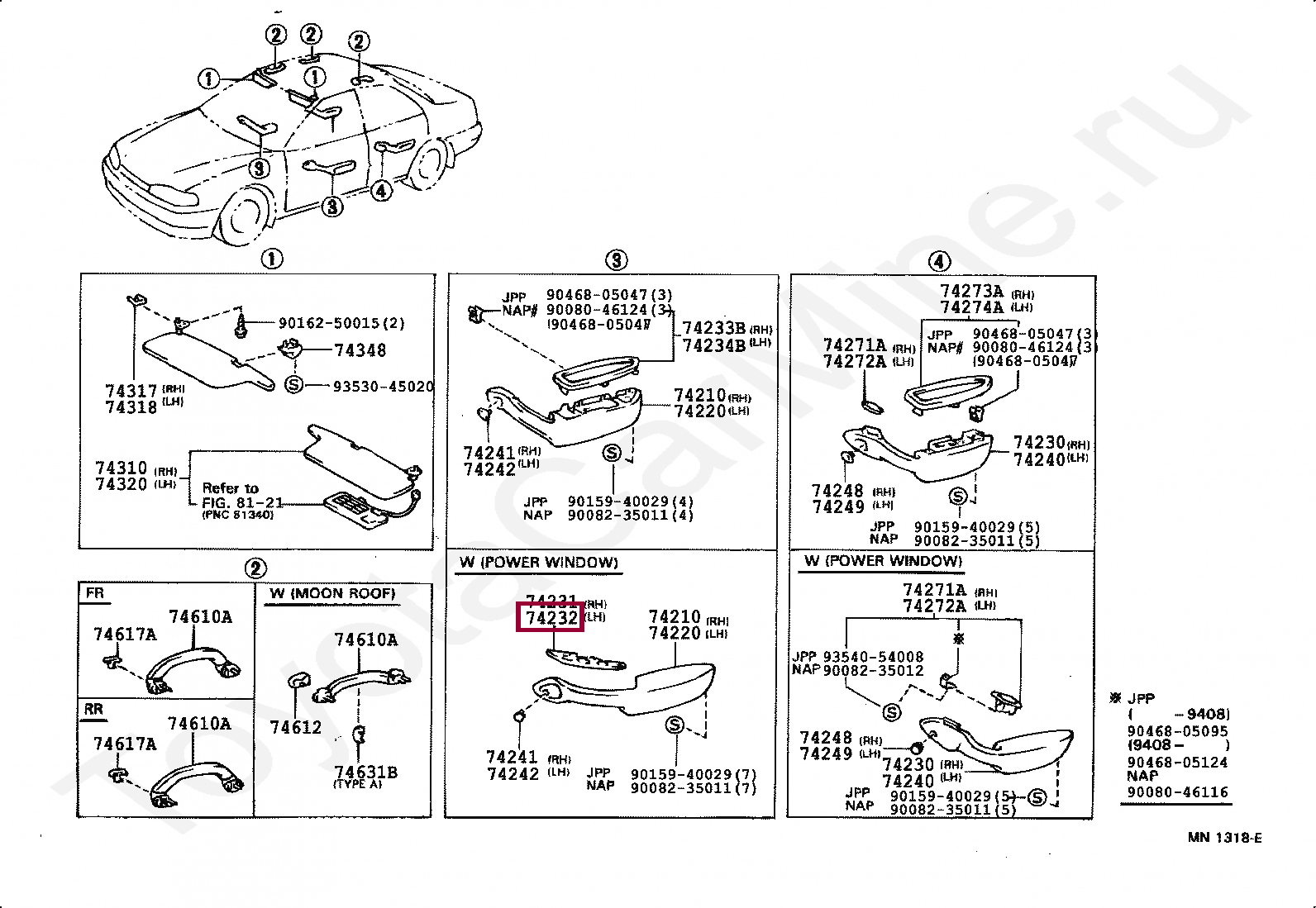 Запчасти Тойота: PANEL, FRONT ARMREST BASE, UPPER LH (742323301003)