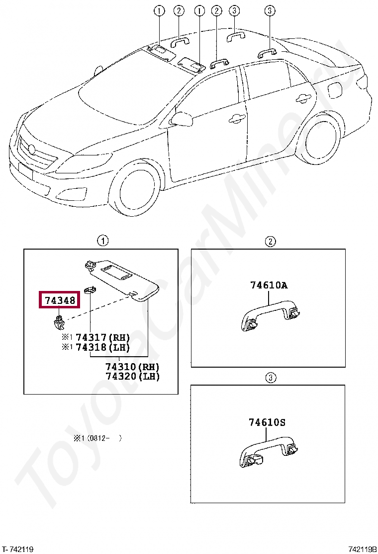 Запчасти Тойота: HOLDER, VISOR (7434833040E0)